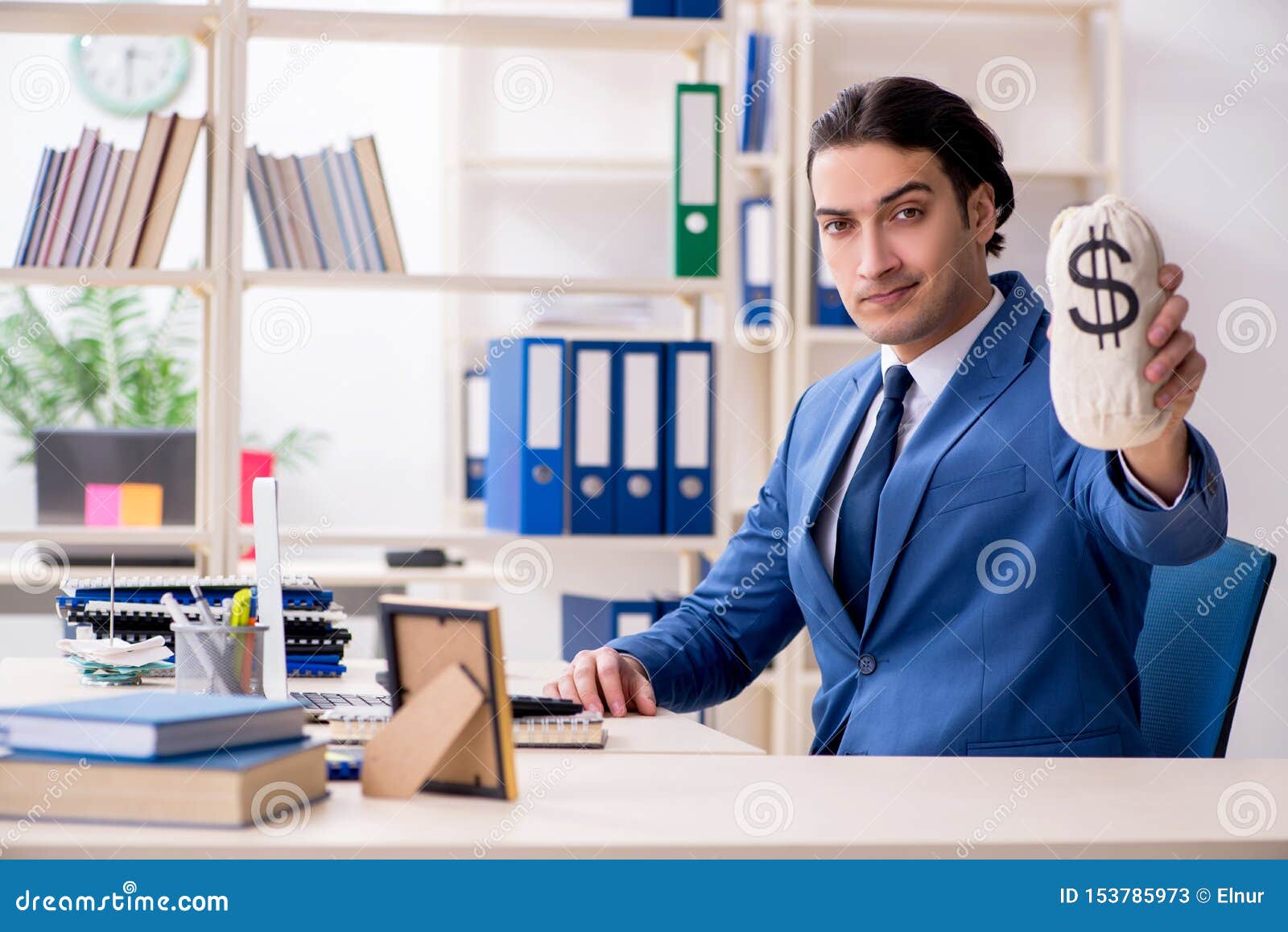 Young Handsome Employee in the Office Stock Image - Image of business ...