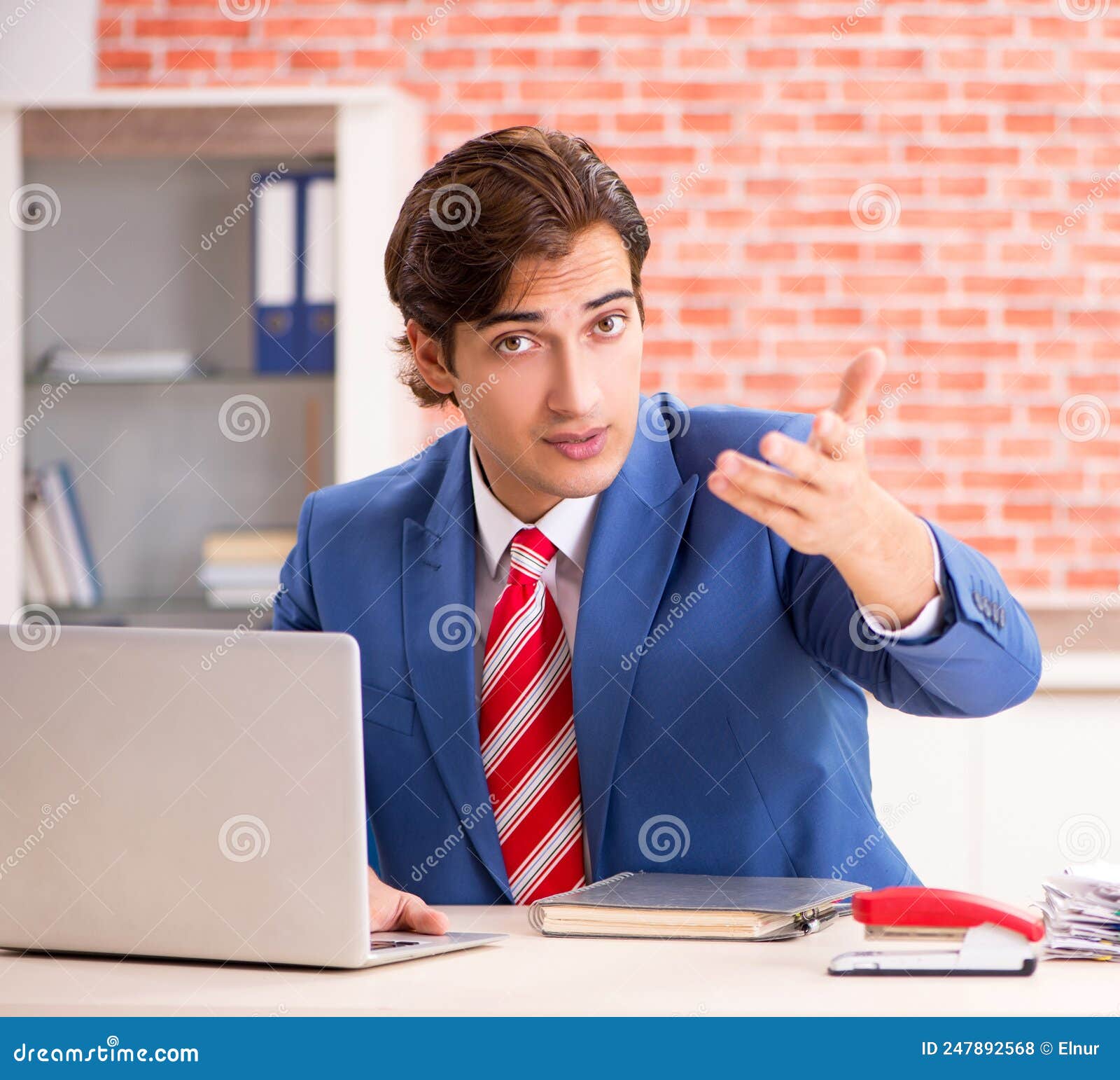 Young Handsome Employee Working in the Office Stock Photo - Image of ...