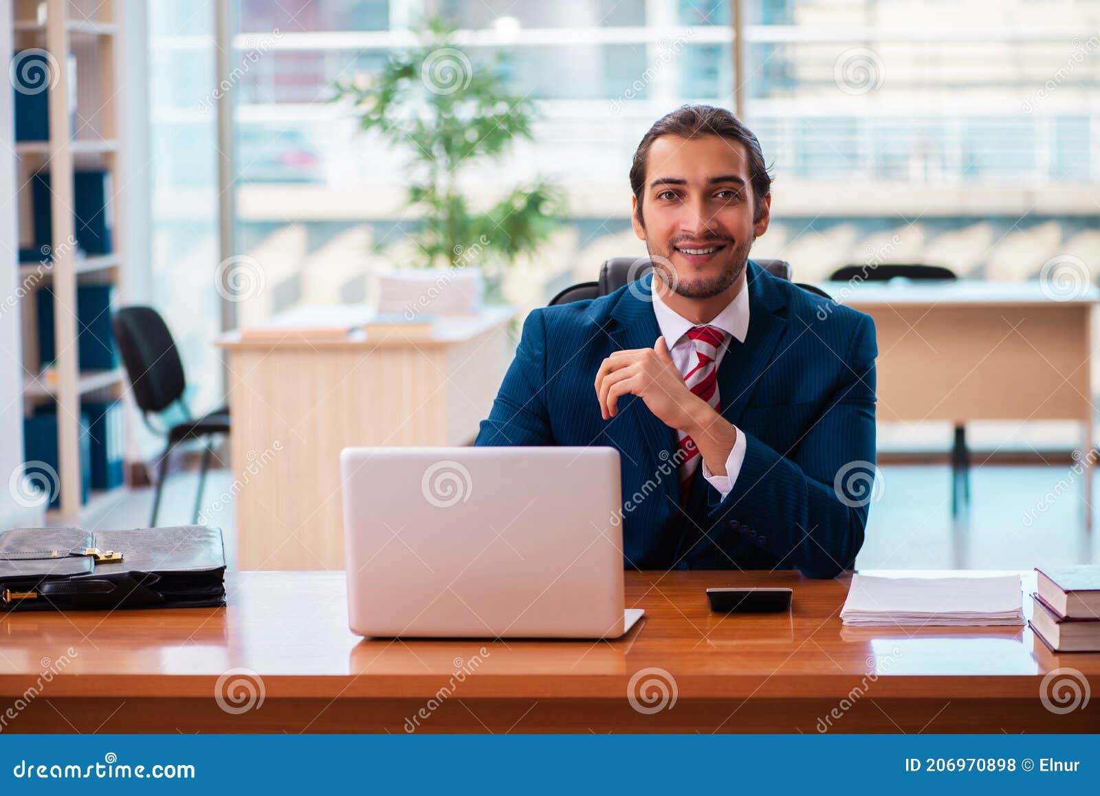 Young Handsome Employee Working in the Office Stock Photo - Image of ...
