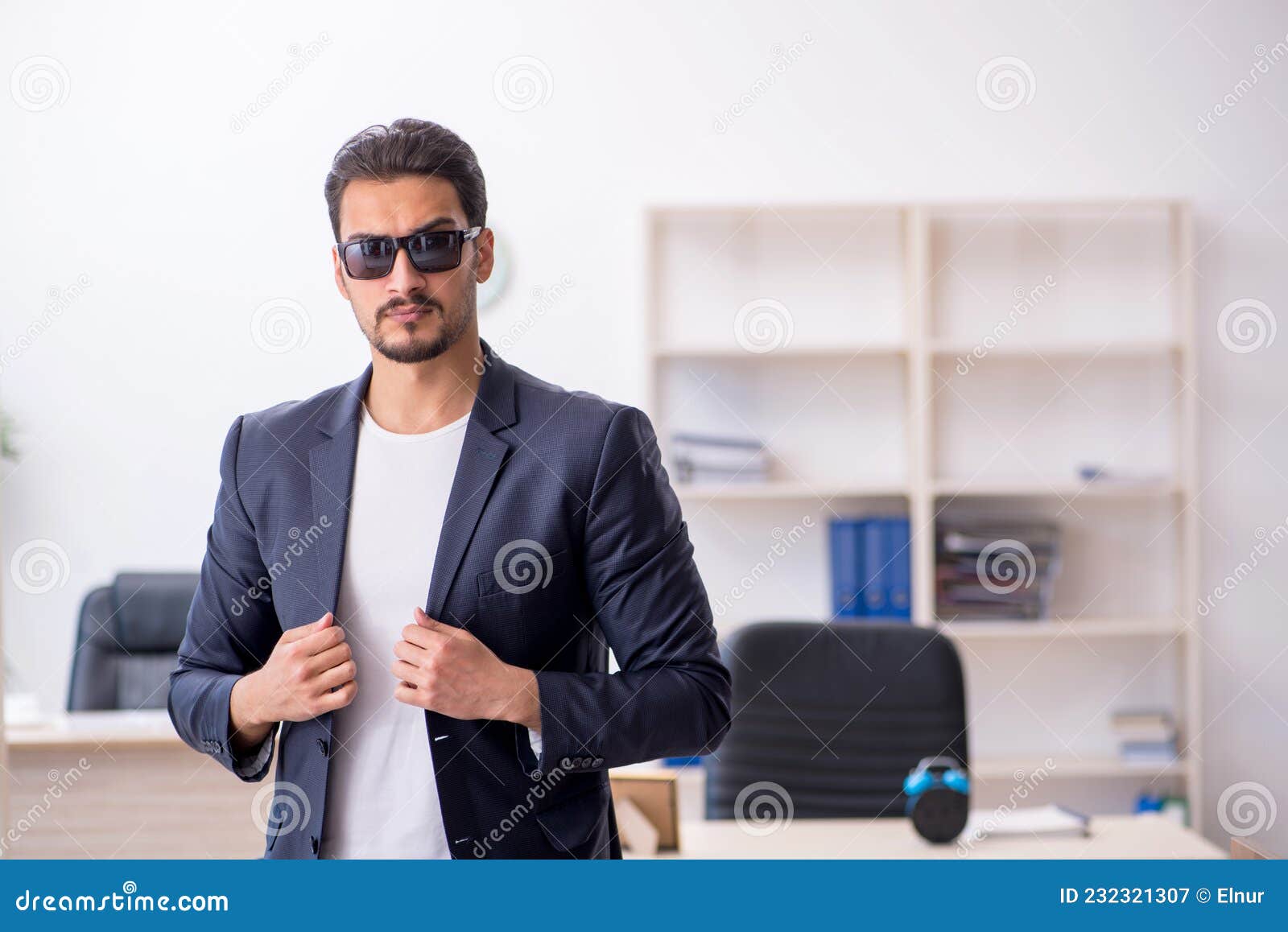 Young Handsome Employee Working in the Office Stock Image - Image of ...