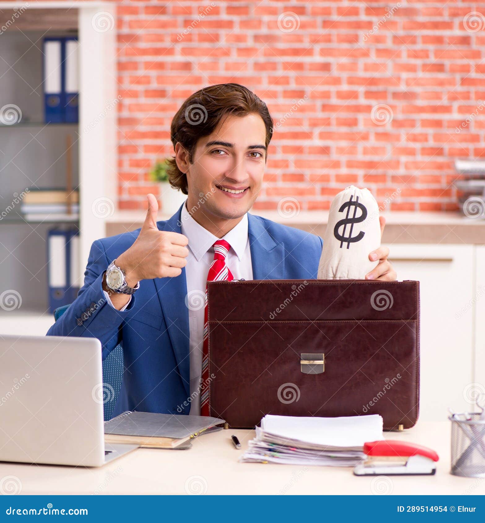 Young Handsome Employee Working in the Office Stock Photo - Image of ...