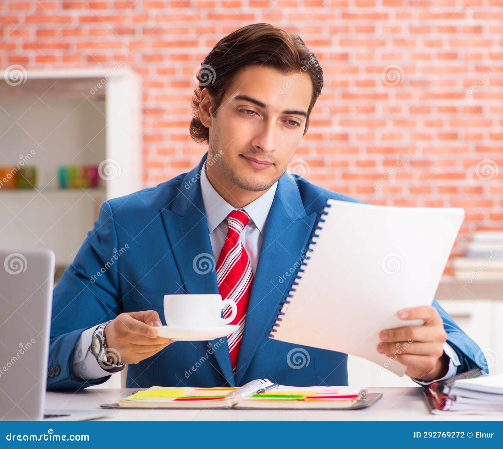 Young Handsome Employee Working in the Office Stock Photo - Image of ...