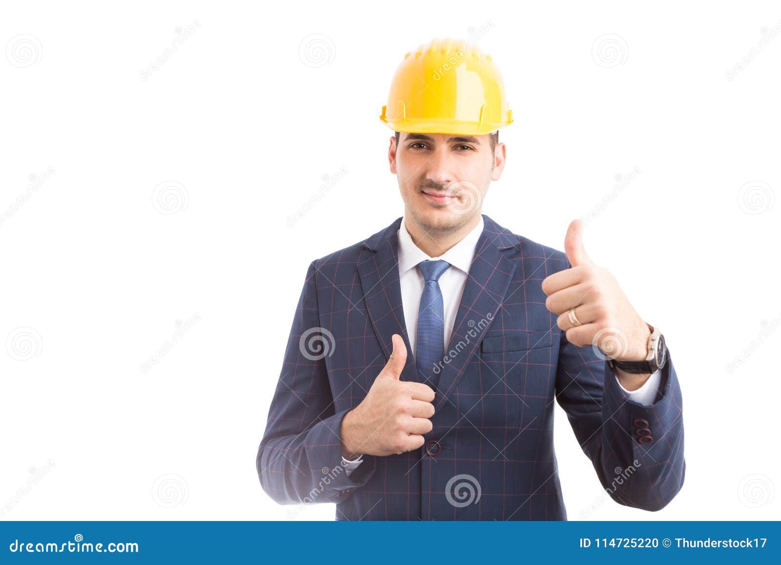 Young Handsome Engineer Making Thumbs Up Gesture Stock Photo - Image of ...