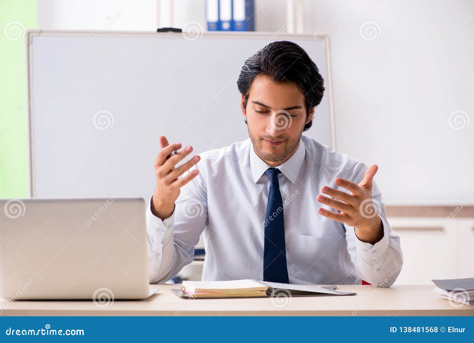The Young Handsome Financial Speciaist in Front of White Board Stock ...
