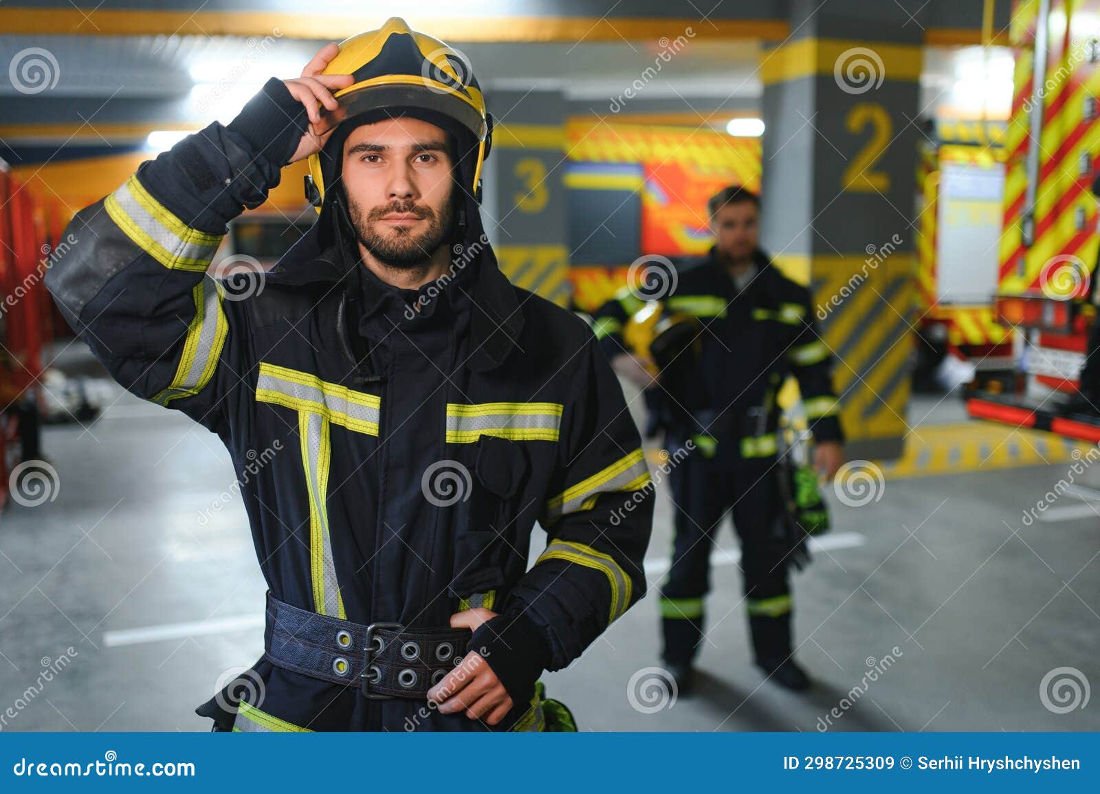 Young Handsome Fireman in the Fire Department Stock Image - Image of ...