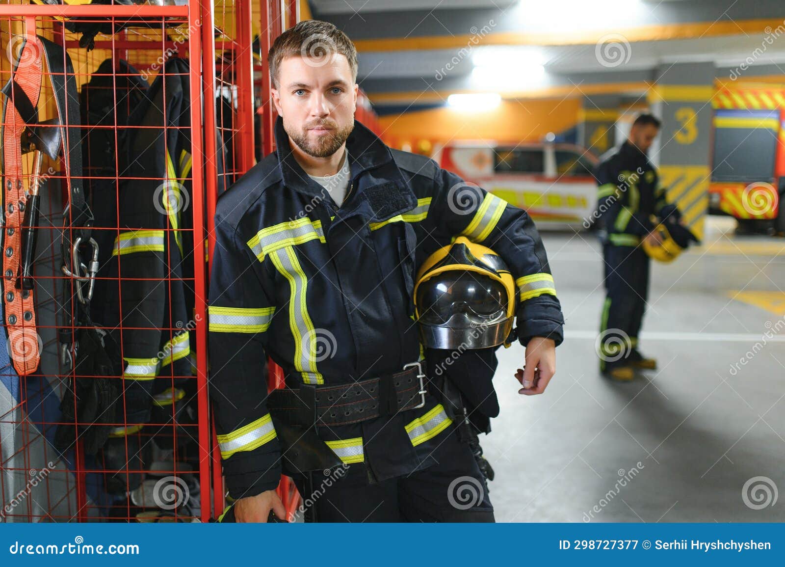Young Handsome Fireman in the Fire Department Stock Image - Image of ...