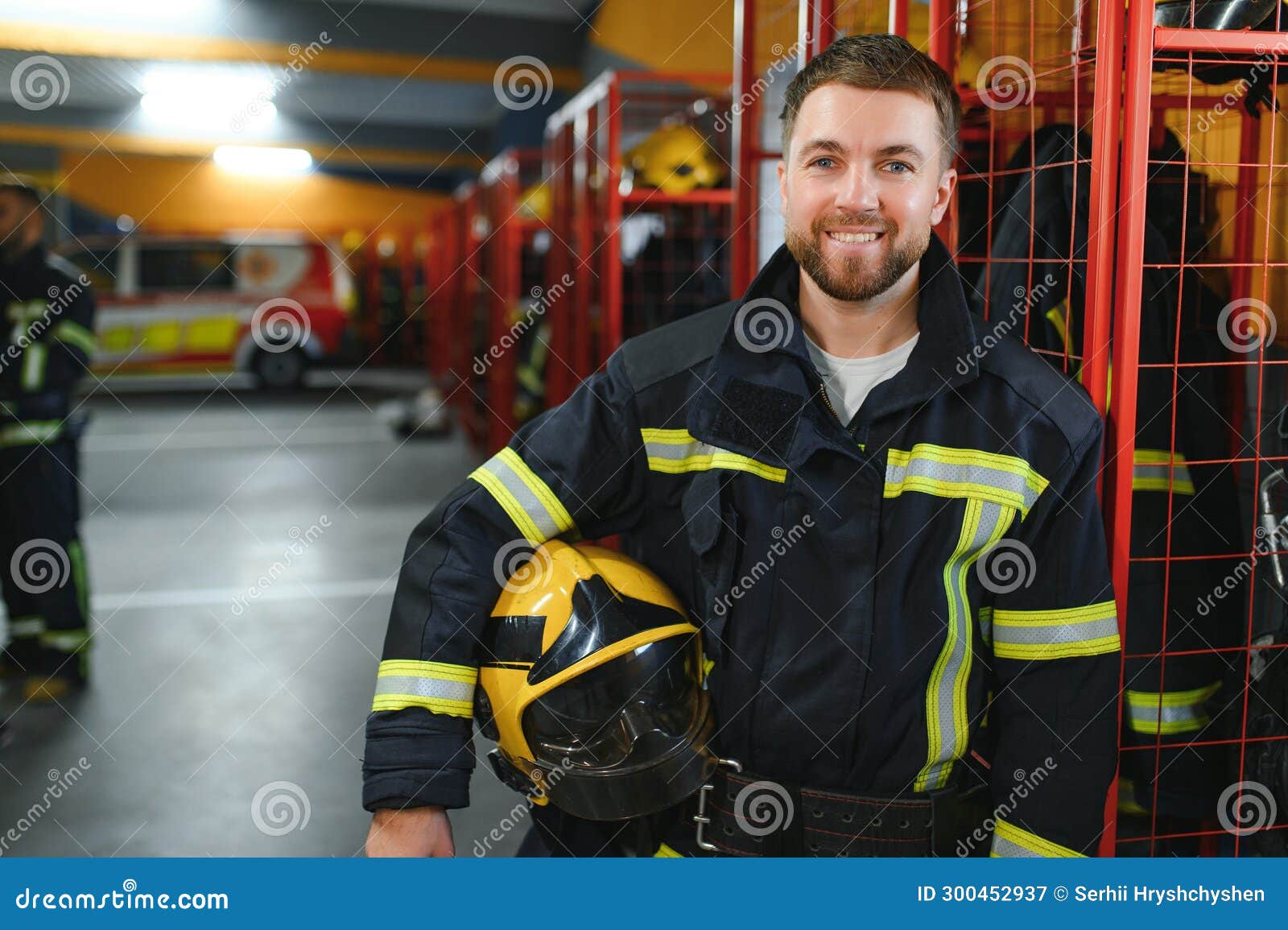 Young Handsome Fireman in the Fire Department Stock Image - Image of ...