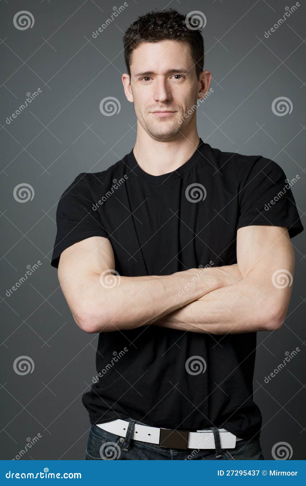 Young Handsome Guy in Black T-shirt. Stock Image - Image of handsome ...