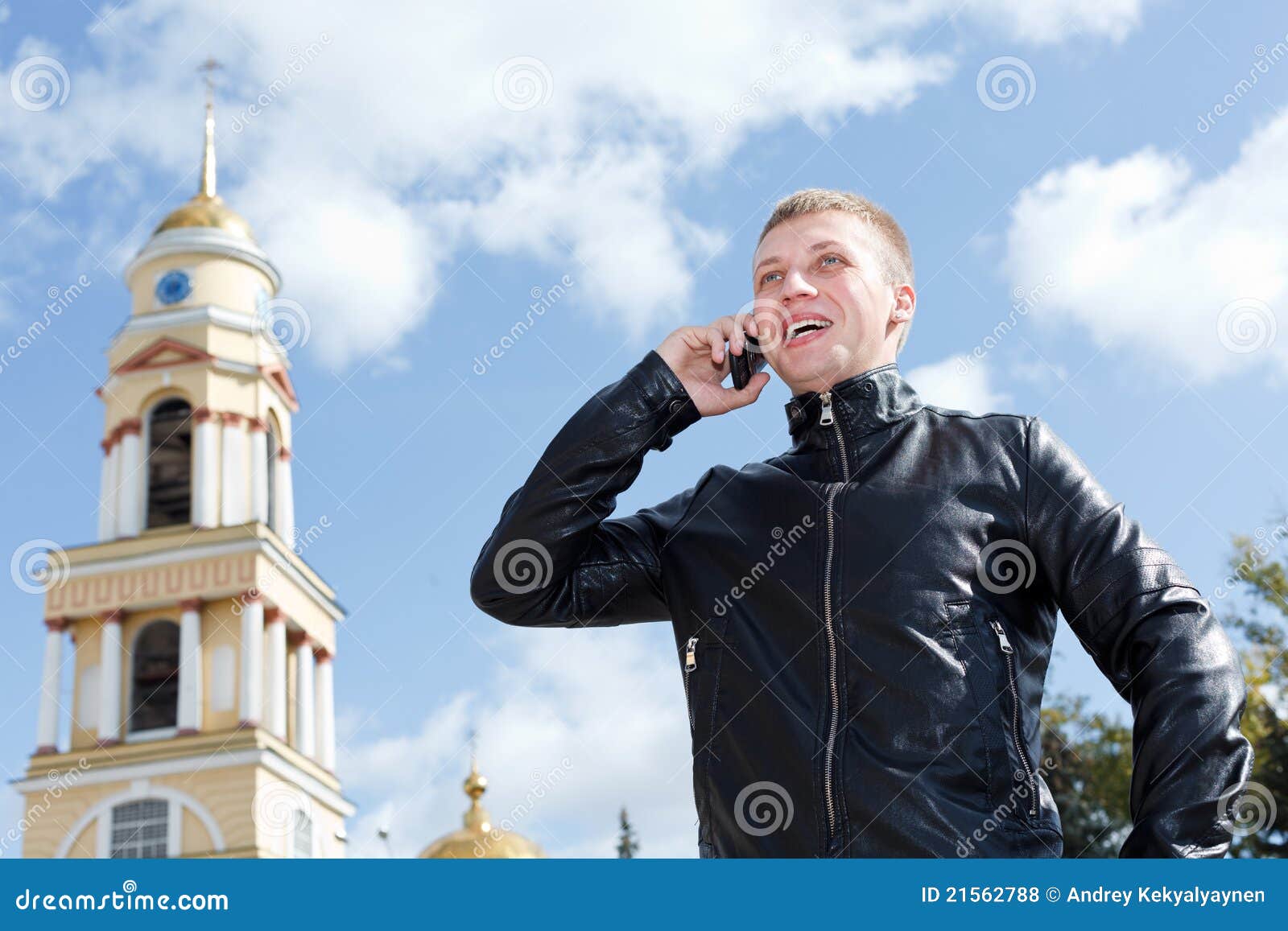 Young Handsome Guy Calling by Mobile Phone Stock Photo - Image of cell ...