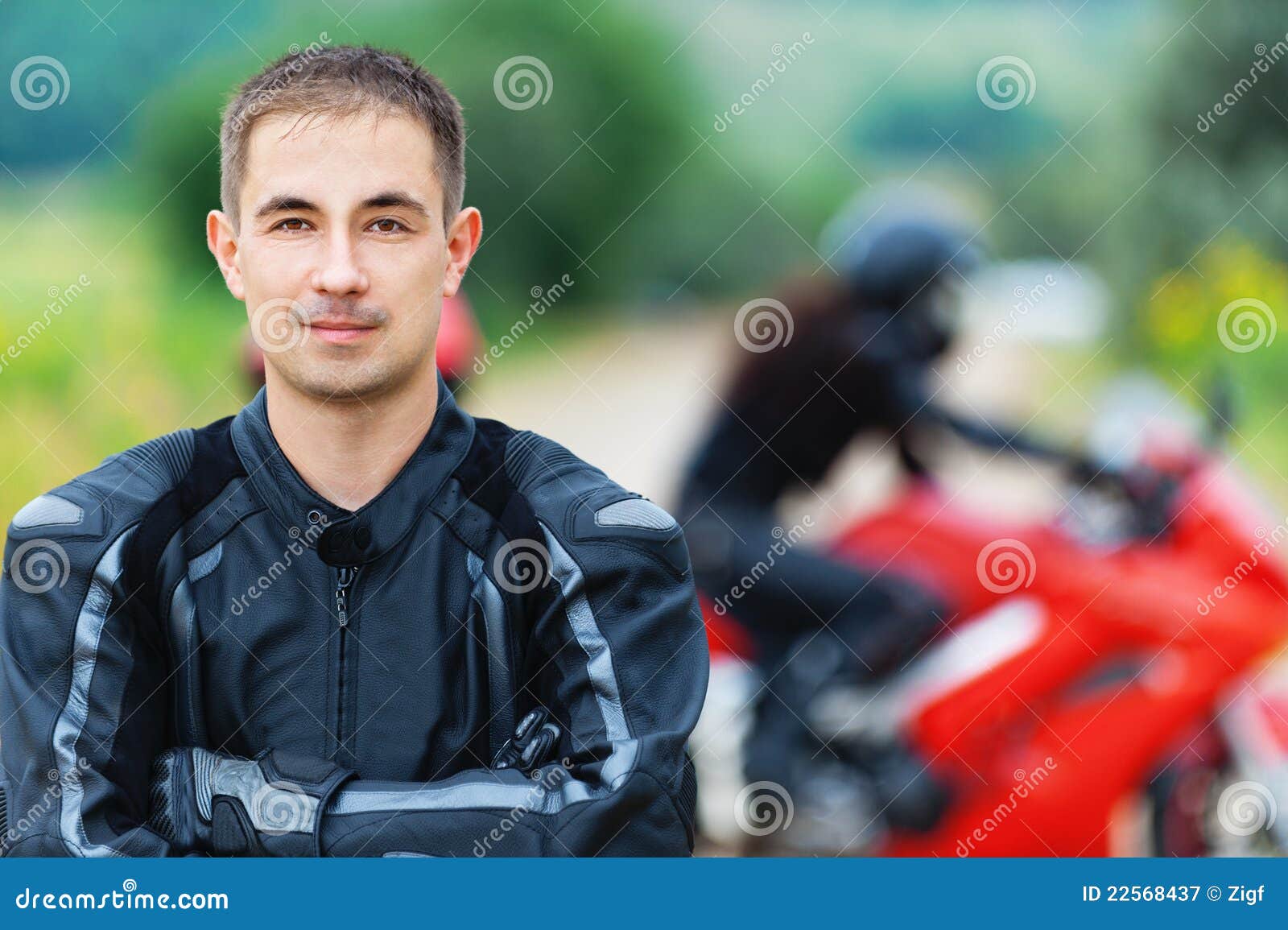 Young Handsome Guy Motorcyclist Stock Image - Image of journey, calm ...