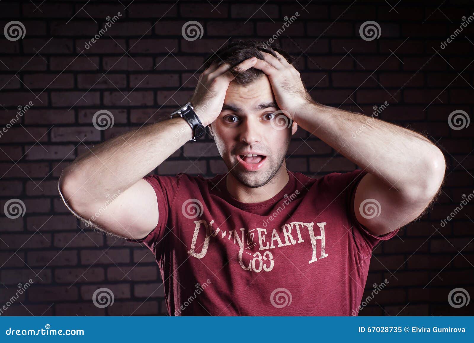 Young handsome guy scared stock image. Image of fear - 67028735