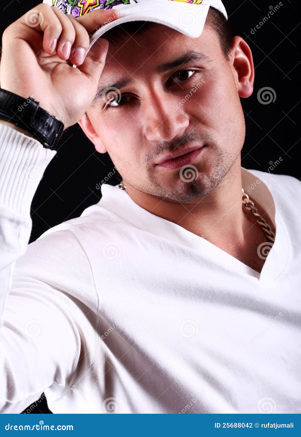 Young Handsome Guy in White Stock Photo - Image of human, expression ...