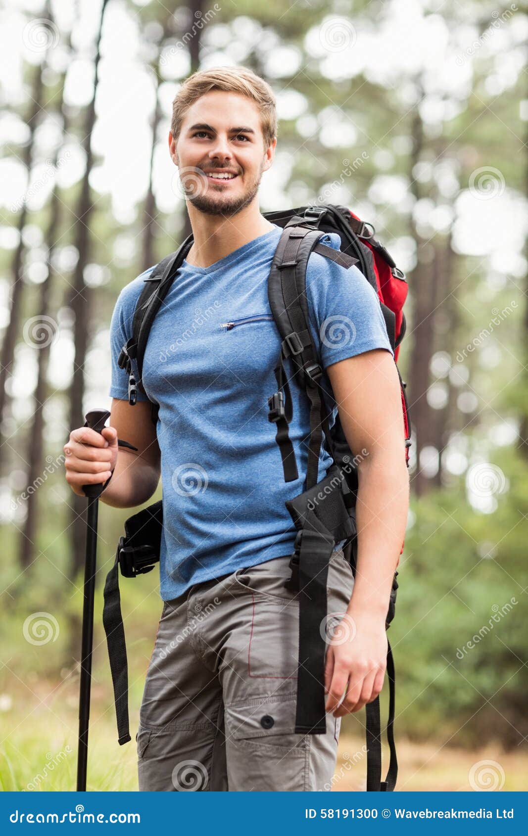 Young Handsome Hiker Looking Away Stock Photo - Image of outdoors ...