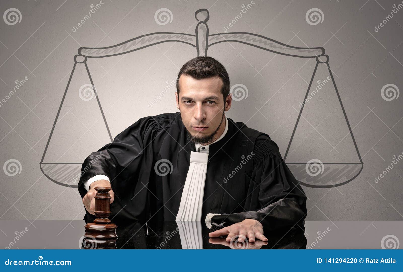 Young Judge in Gown Deciding Stock Photo - Image of decide, hand: 141294220
