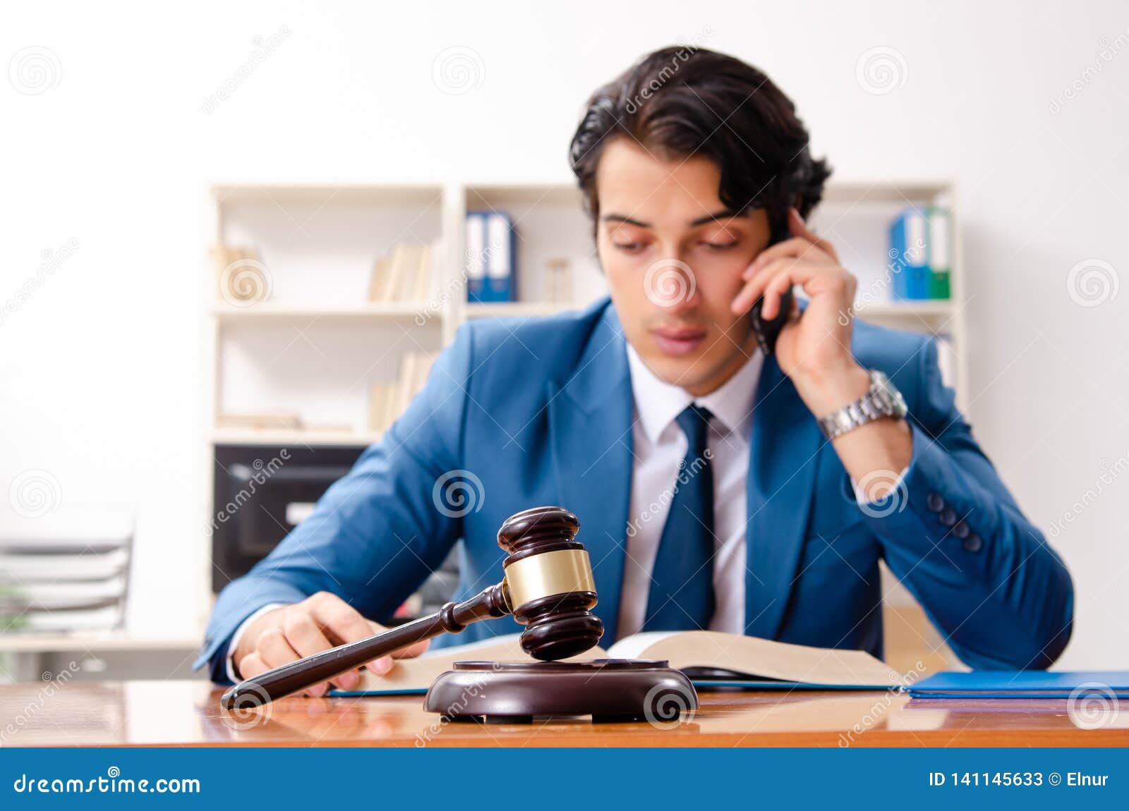 The Young Handsome Judge Sitting in Courtroom Stock Image - Image of ...