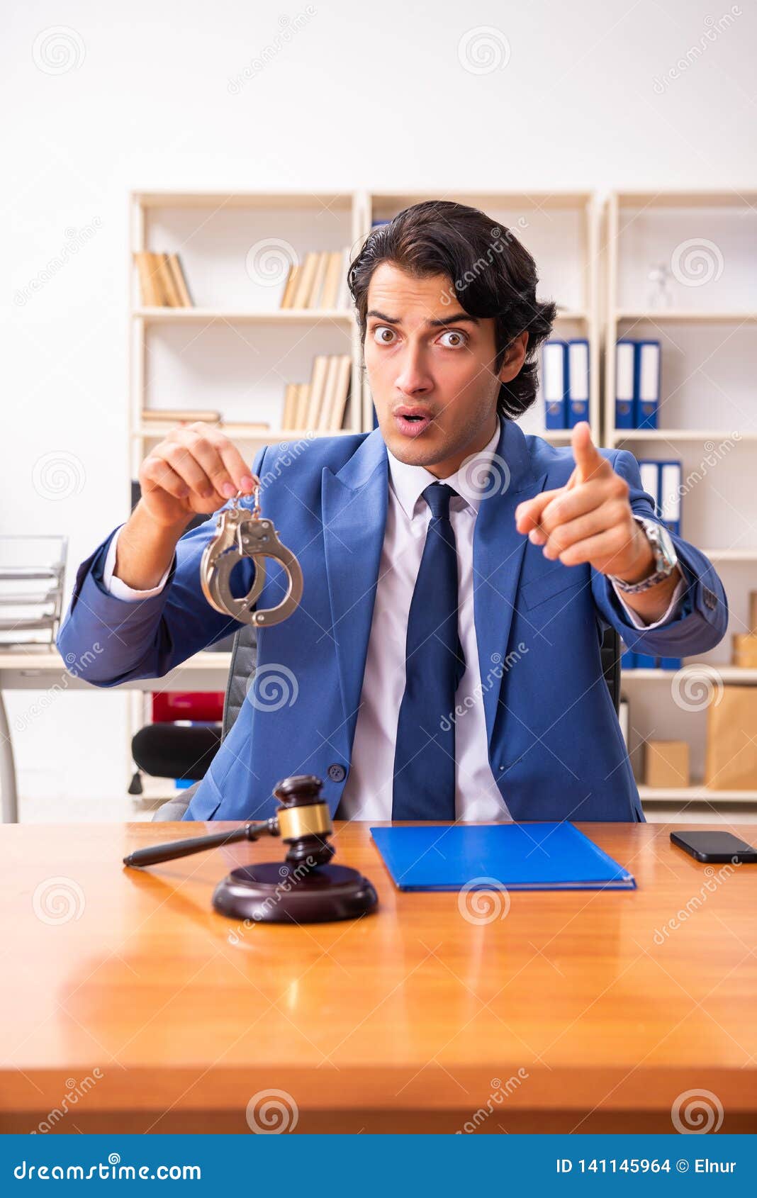 The Young Handsome Judge Sitting in Courtroom Stock Photo - Image of ...