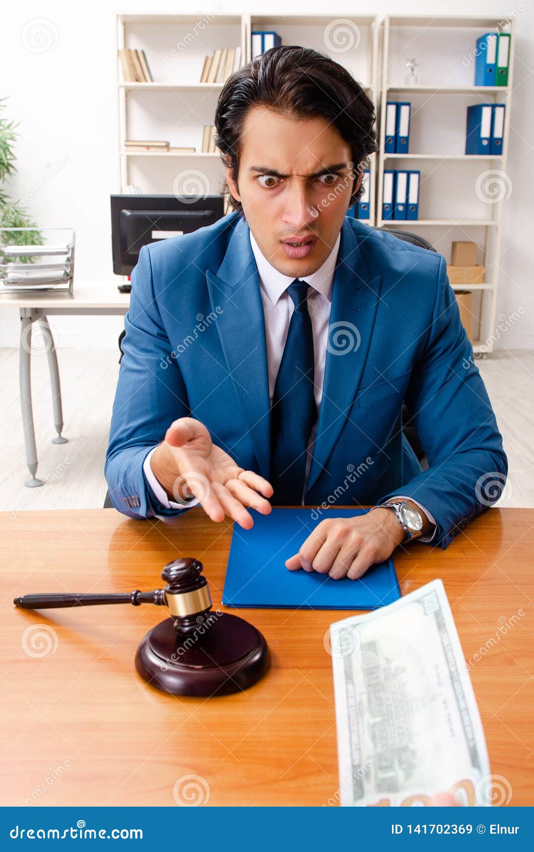 The Young Handsome Judge Sitting in Courtroom Stock Image - Image of ...