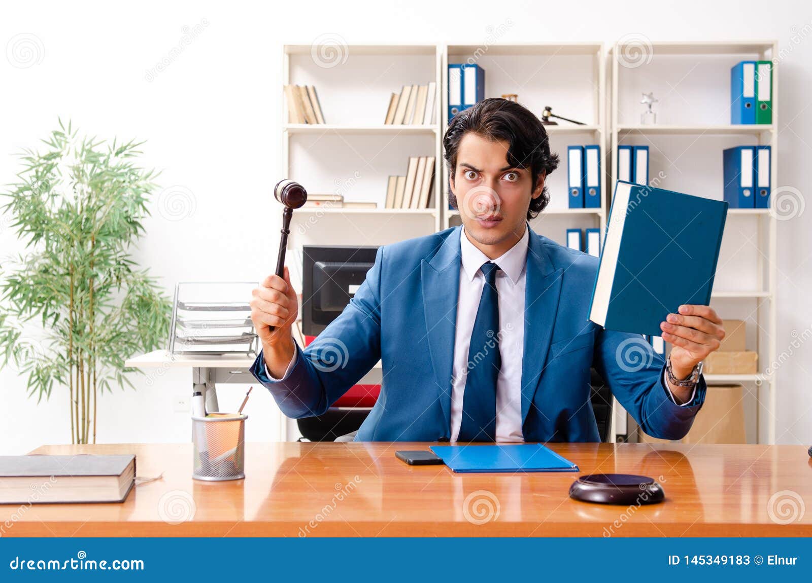 The Young Handsome Judge Sitting in Courtroom Stock Image - Image of ...