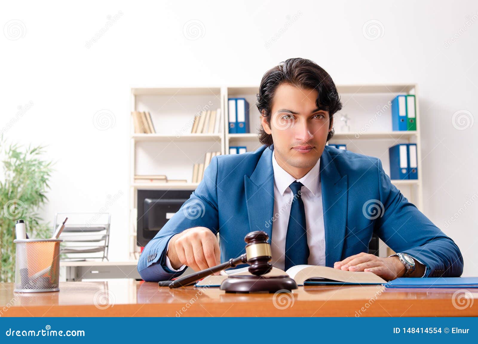 The Young Handsome Judge Sitting in Courtroom Stock Photo - Image of ...