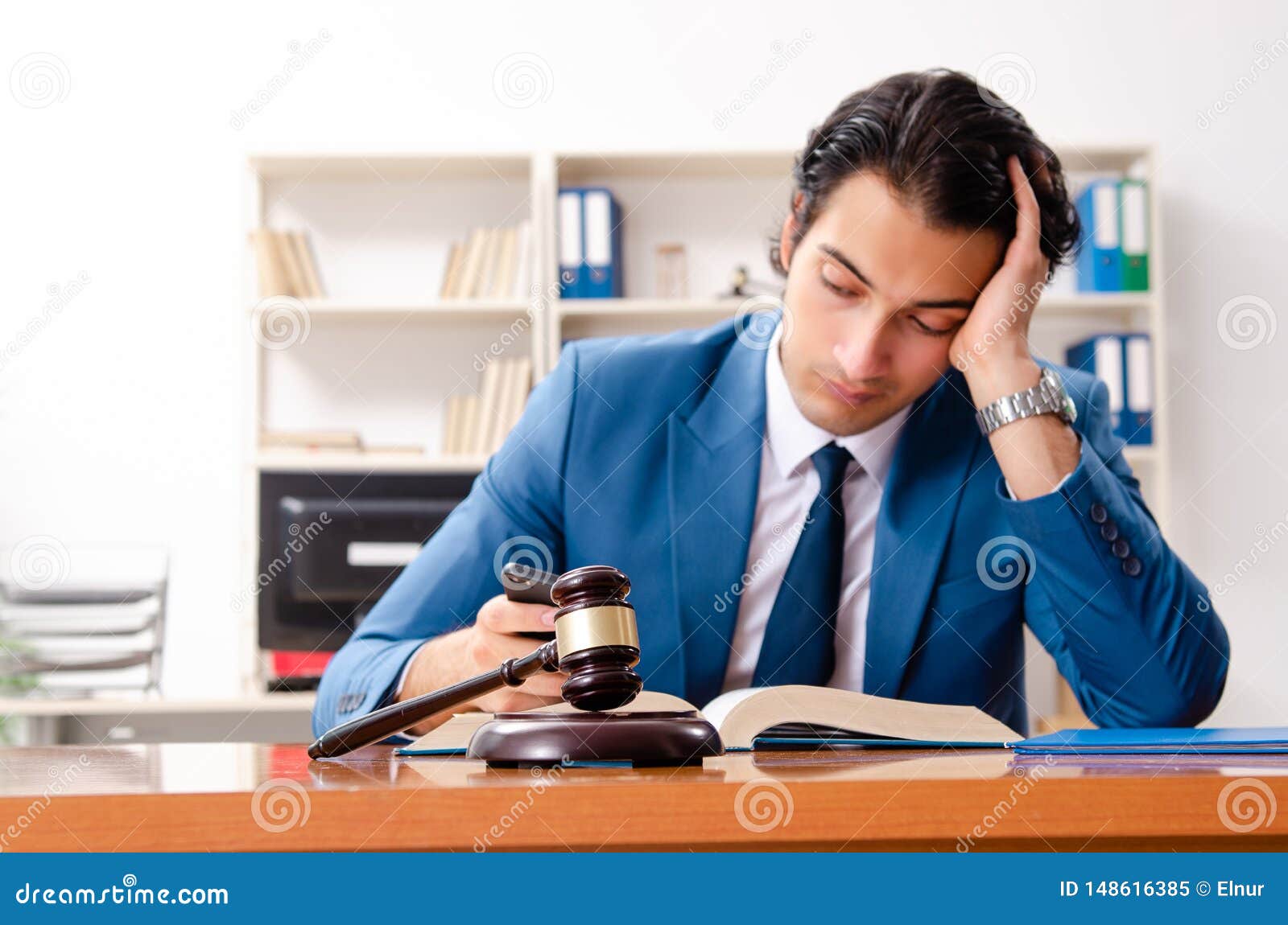Young Handsome Judge Sitting in Courtroom Stock Image - Image of case ...