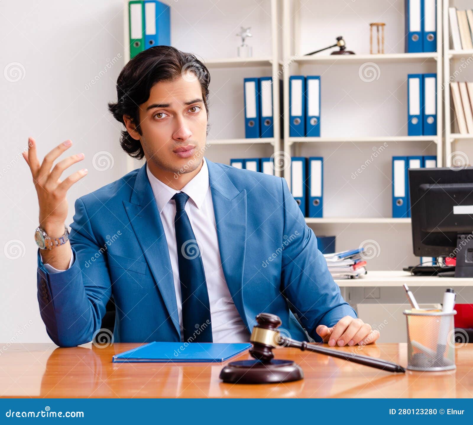 Young Handsome Judge Sitting in Courtroom Stock Photo - Image of ...