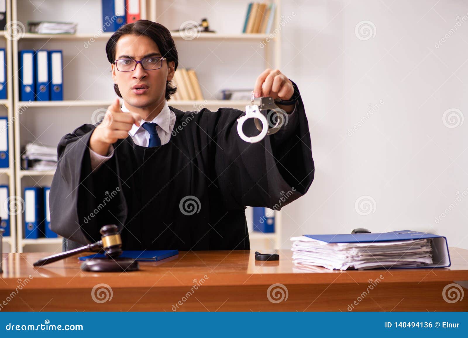 The Young Handsome Judge Working in Court Stock Photo - Image of ...