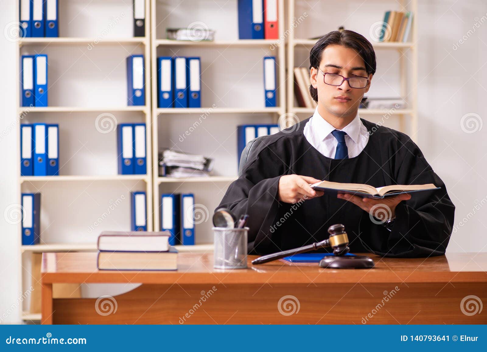 The Young Handsome Judge Working in Court Stock Image - Image of ...