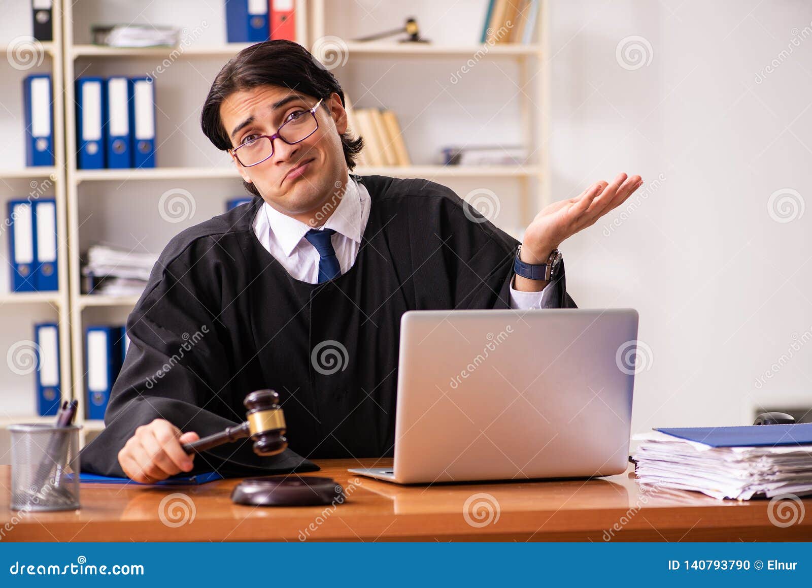 The Young Handsome Judge Working in Court Stock Photo - Image of ...