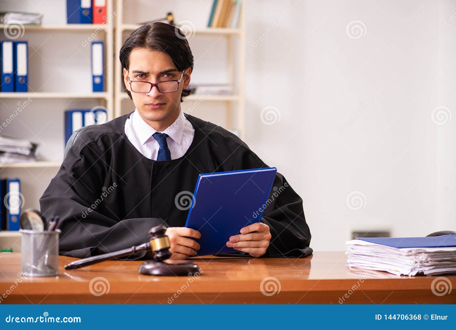 The Young Handsome Judge Working in Court Stock Photo - Image of ...