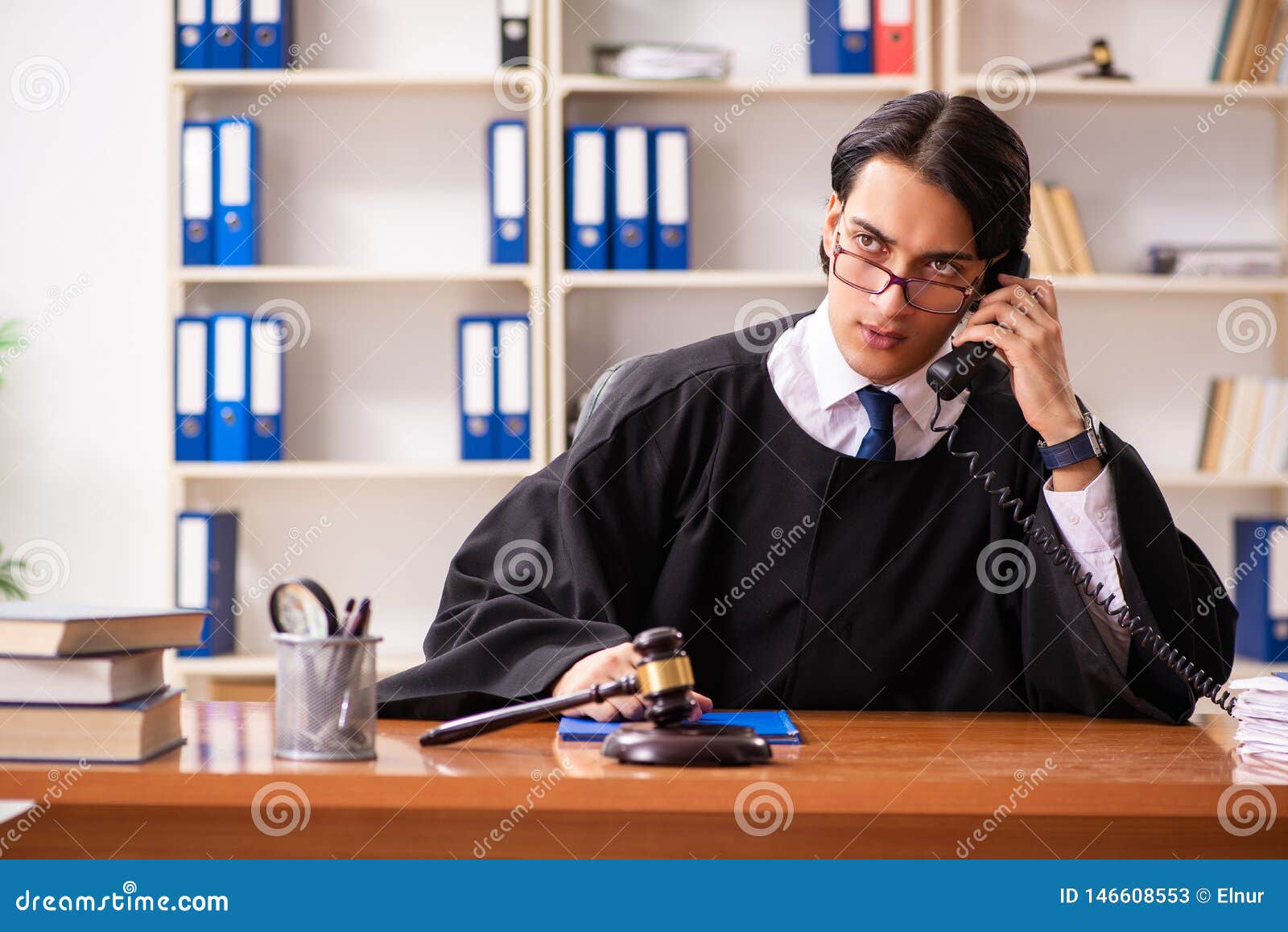 The Young Handsome Judge Working in Court Stock Image - Image of ...