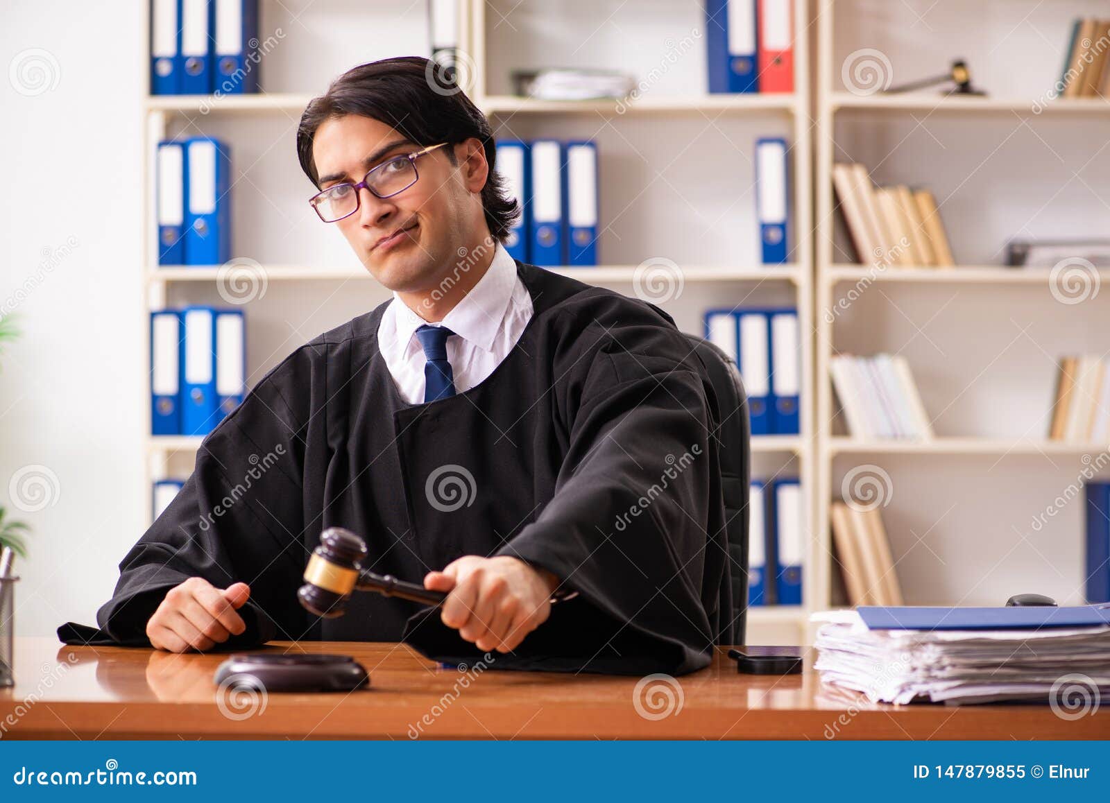 The Young Handsome Judge Working in Court Stock Image - Image of ...