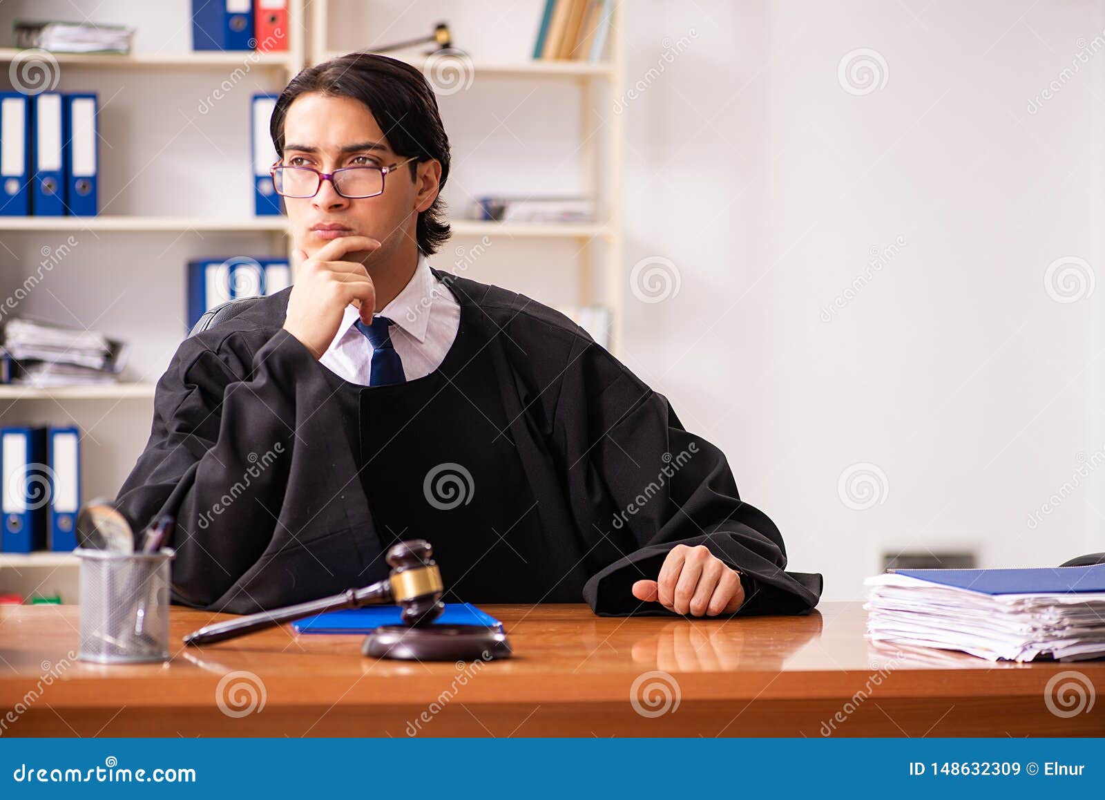 Young Handsome Judge Working in Court Stock Image - Image of advocate ...