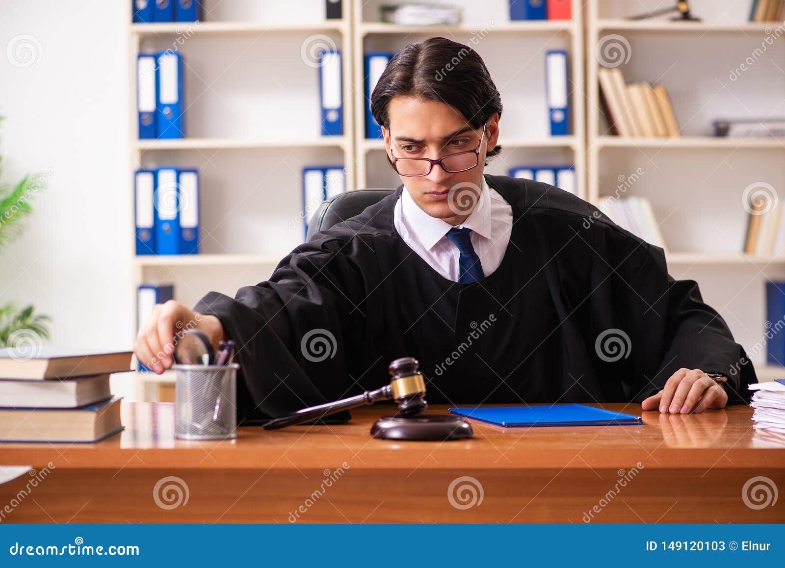 The Young Handsome Judge Working in Court Stock Image - Image of lawyer ...