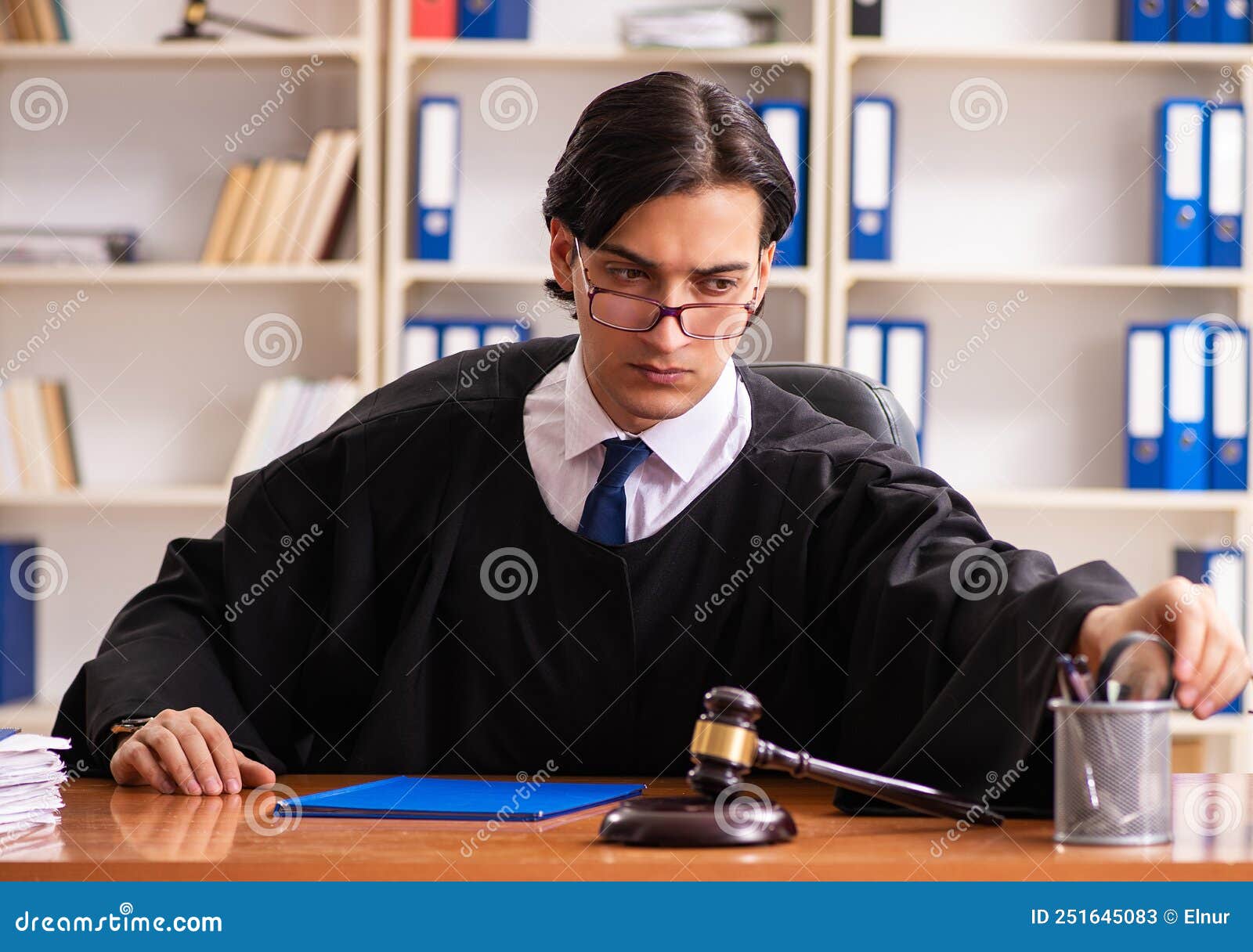 Young Handsome Judge Working in Court Stock Image - Image of ...