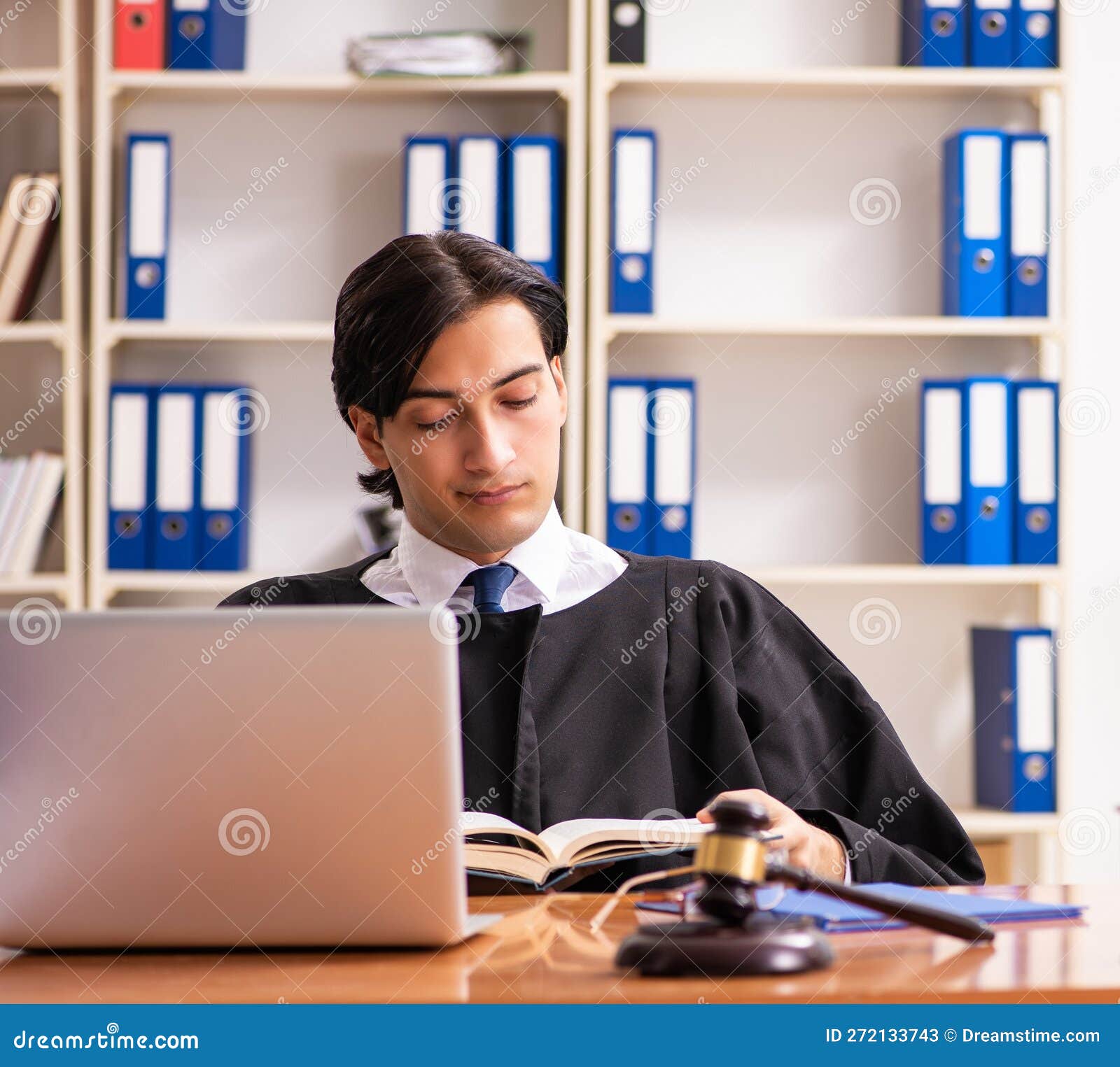 Young Handsome Judge Working in Court Stock Image - Image of judgment ...