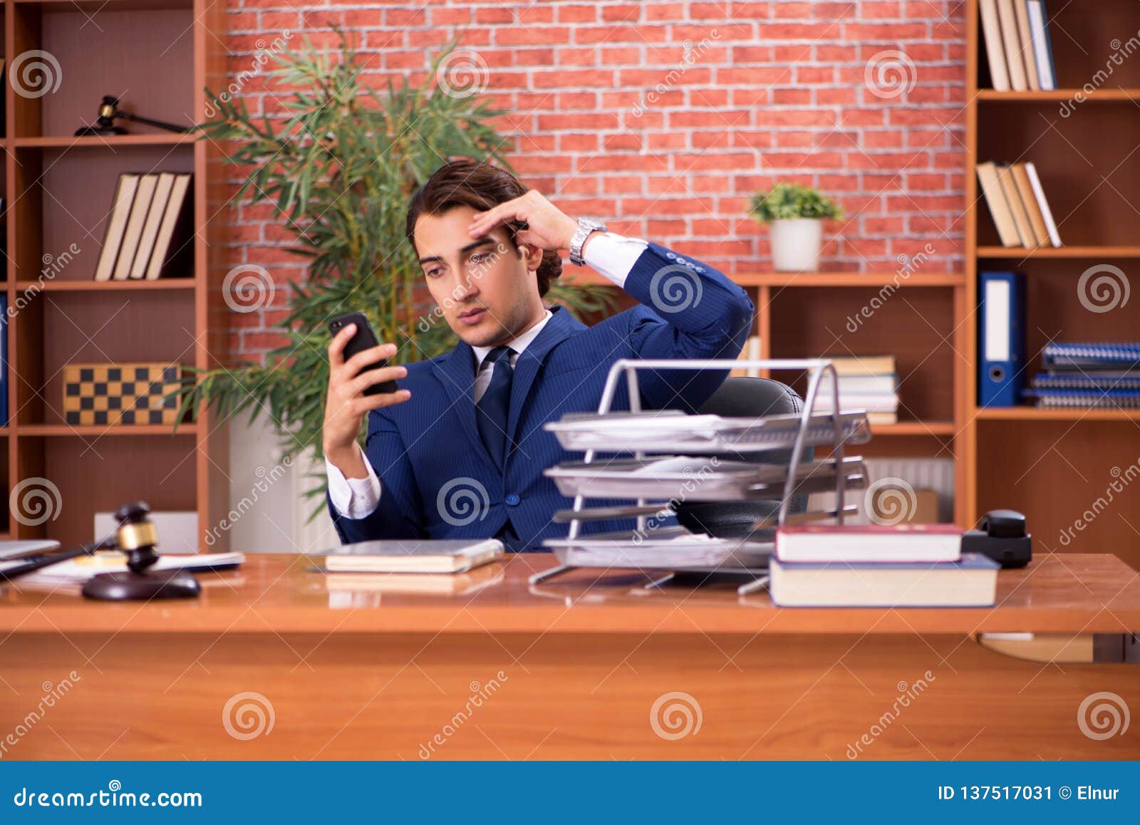 The Young Handsome Lawyer Working in His Office Stock Image - Image of ...