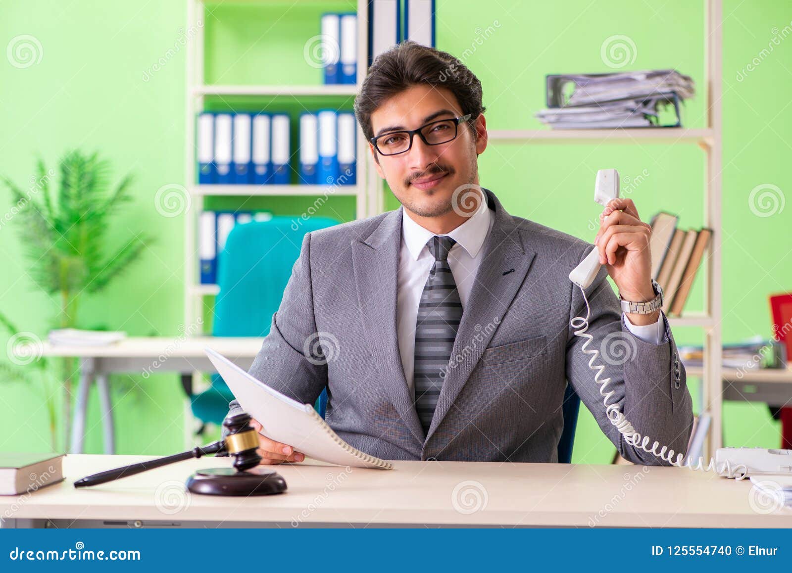 The Young Handsome Lawyer Working in the Office Stock Photo - Image of ...
