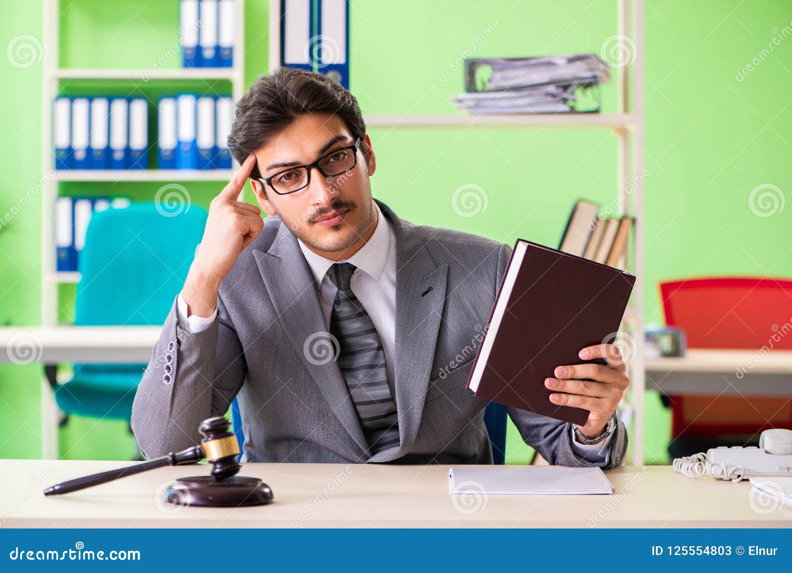 The Young Handsome Lawyer Working in the Office Stock Image - Image of ...