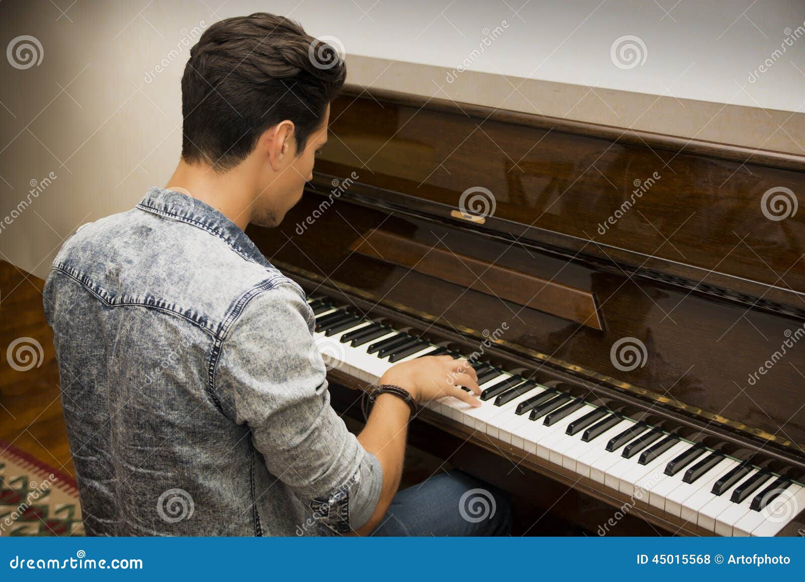 Young Handsome Male Artist Playing Classical Upright Piano Stock Photo ... Young Handsome Male Artist Playing Classical Upright Piano Stock Photo ...