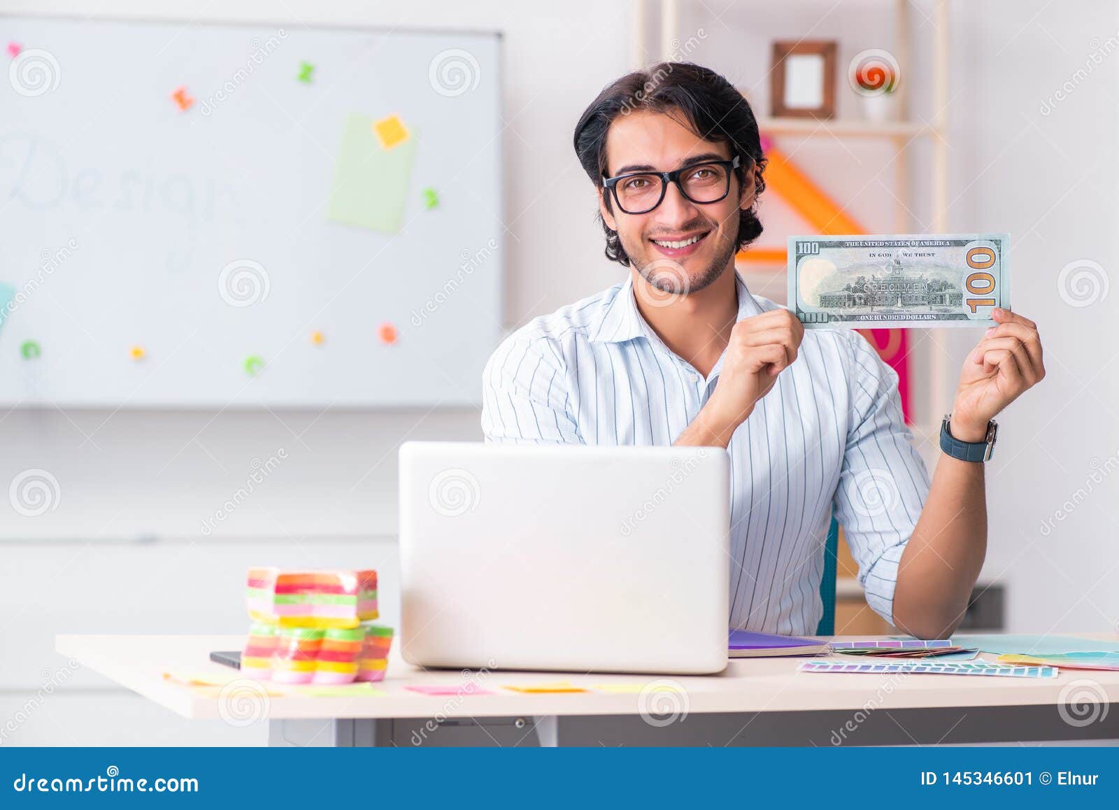 The Young Handsome Male Designer Working in the Office Stock Image ...