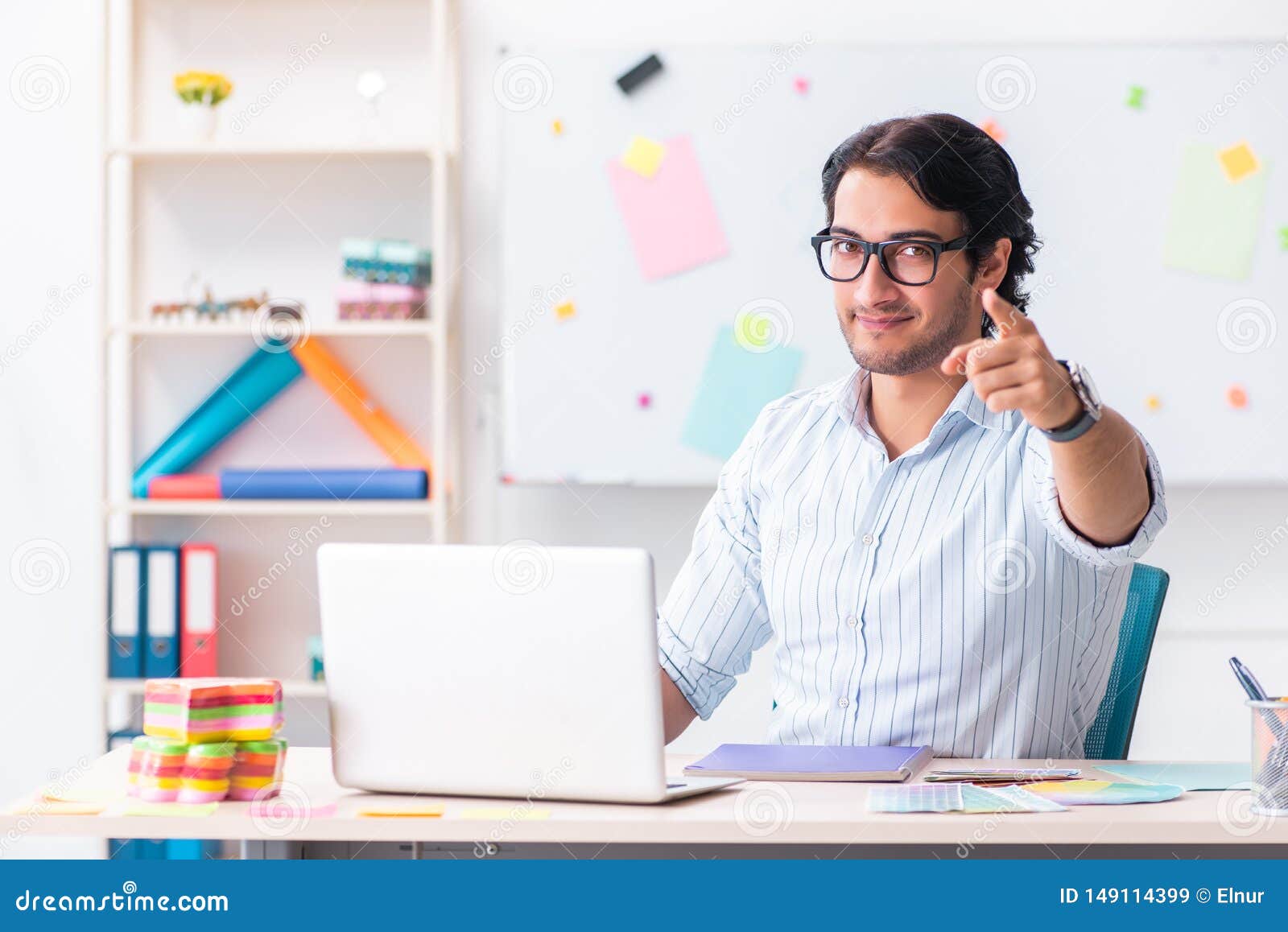 The Young Handsome Male Designer Working in the Office Stock Image ...