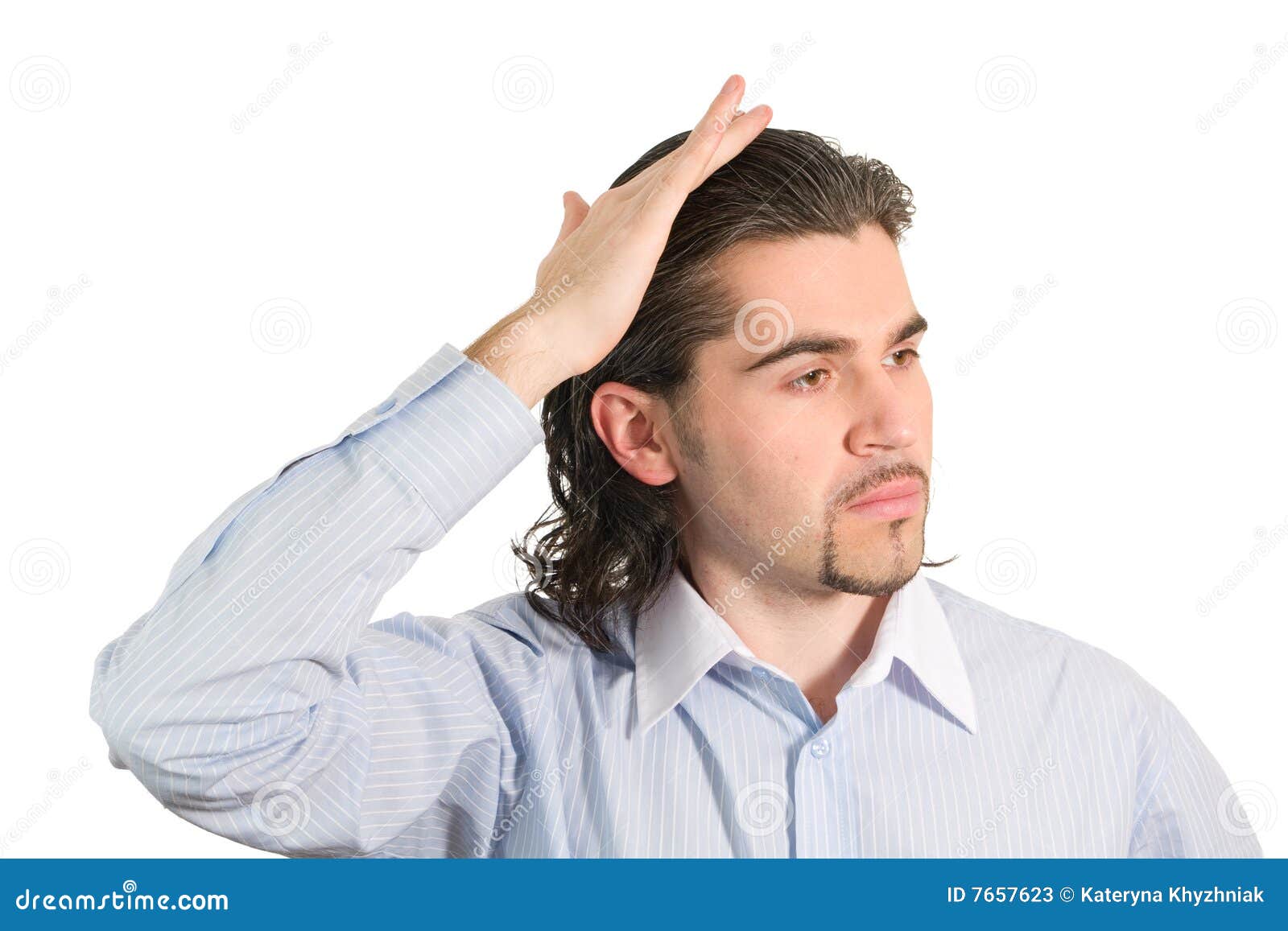 Young Handsome Male Preens Himself Isolated White Stock Image - Image ...