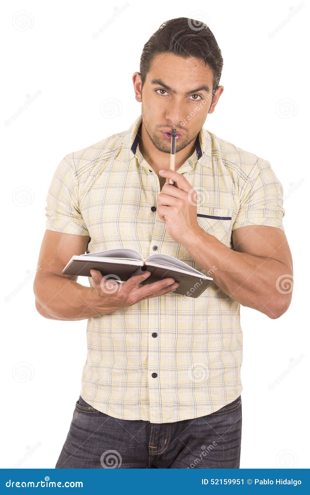 Young Handsome Male Teacher Holding Notebook Stock Image - Image of ...