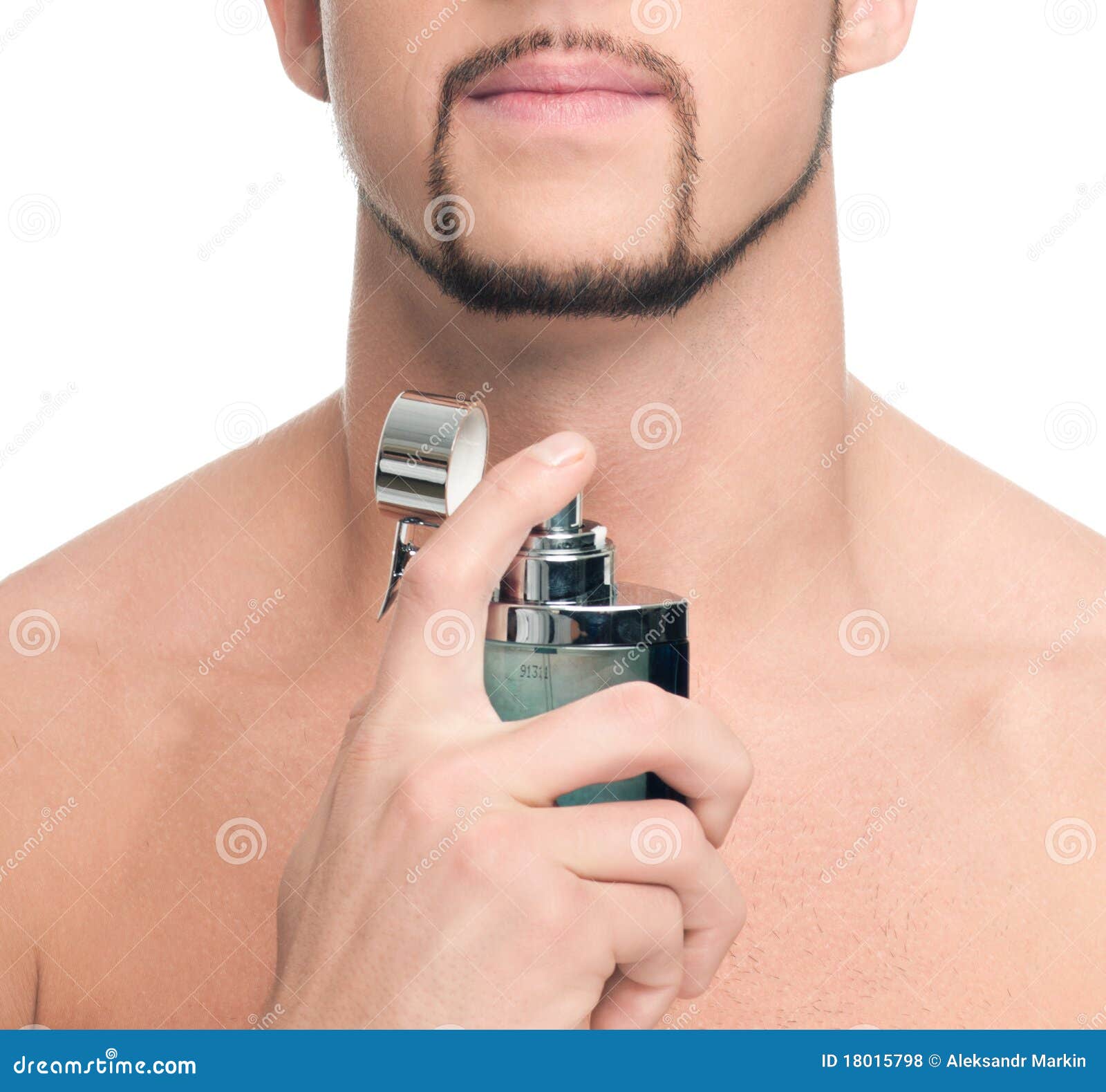 Young Handsome Man Applying Perfume Stock Photo - Image of candid ...