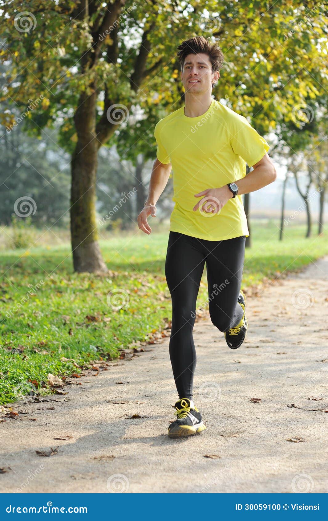 Young Handsome Man Athlete Running Stock Photo - Image of exercise ...