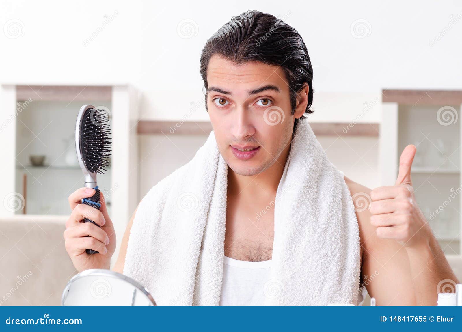 The Young Handsome Man in the Bathroom Stock Image - Image of handsome ...