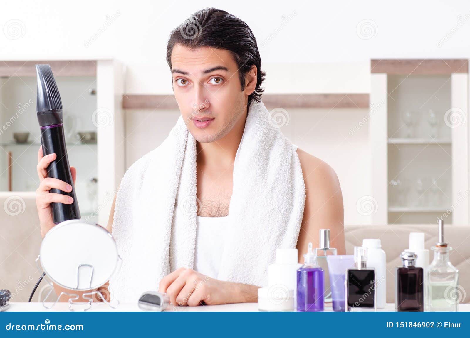 Young Handsome Man in the Bathroom Stock Photo - Image of bathroom ...