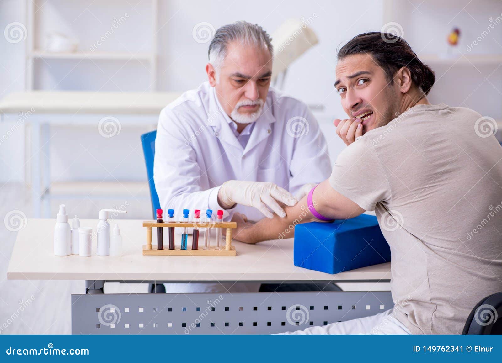 Young Handsome Man during Blood Test Sampling Procedure Stock Image ...
