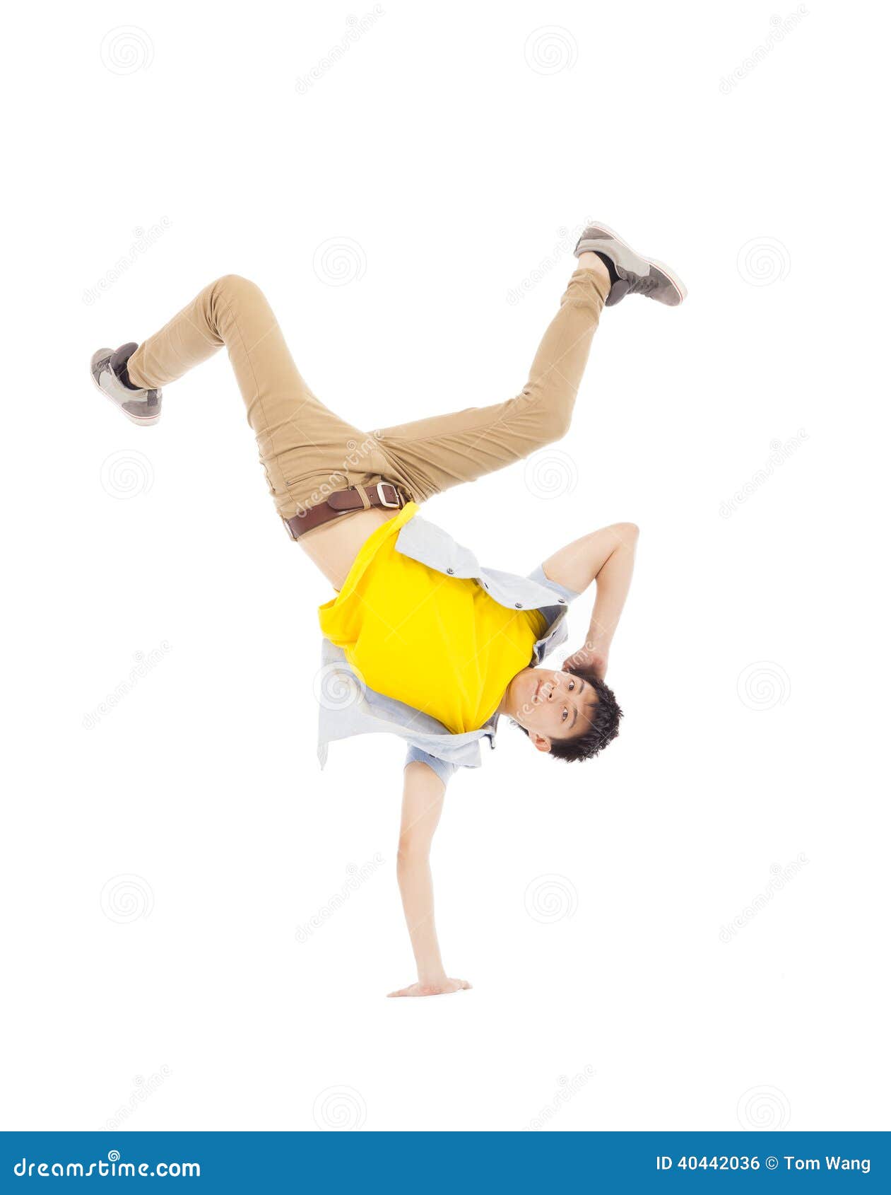 Young Guy Breakdance Dancing In The Rain With An Umbrella Royalty-Free ...