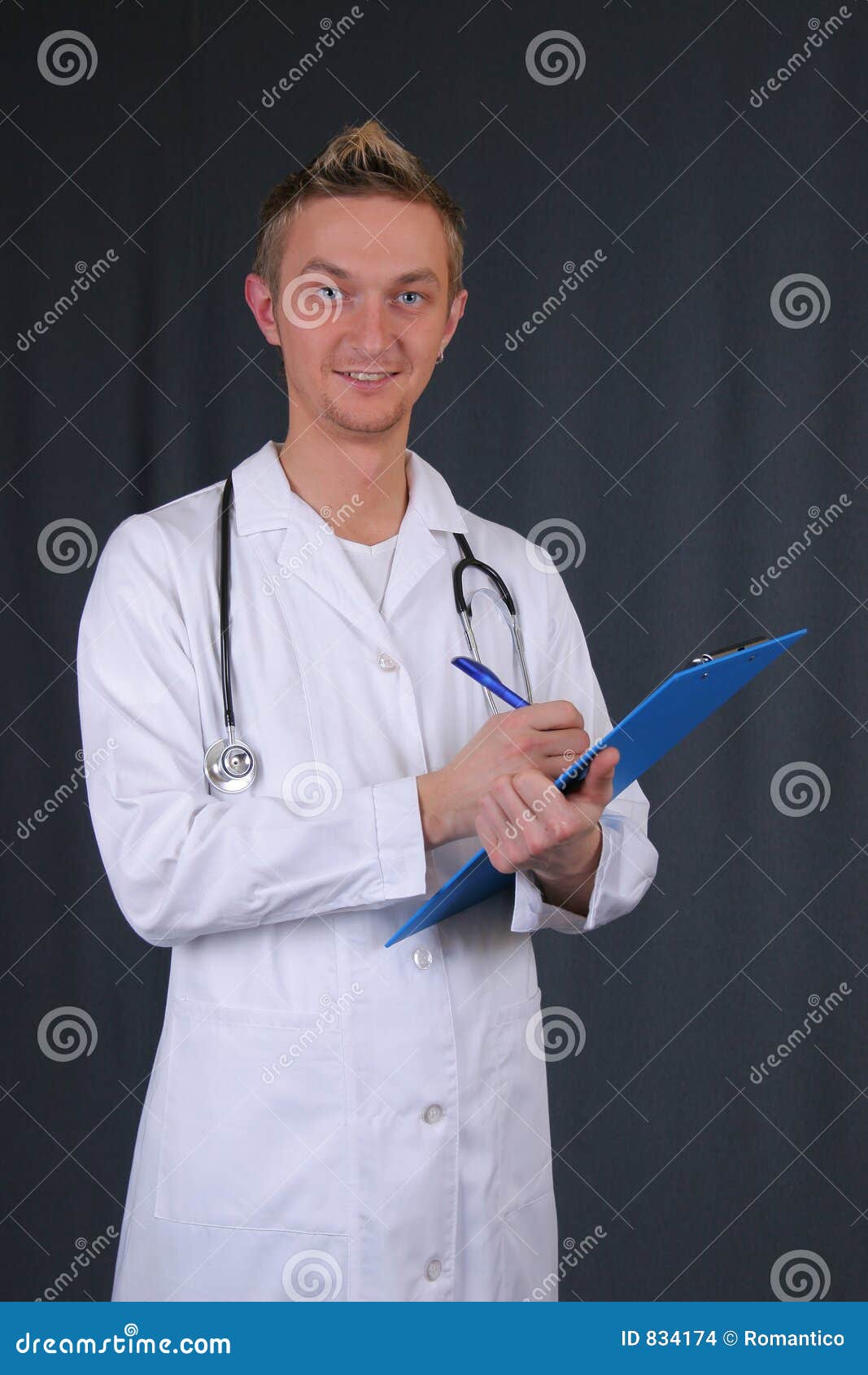 Young Handsome Man Doctor on Grey Background Stock Photo - Image of ...